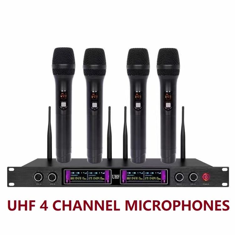 4CH UHF professional Handheld Microphone singing mic 4 Wireless ...