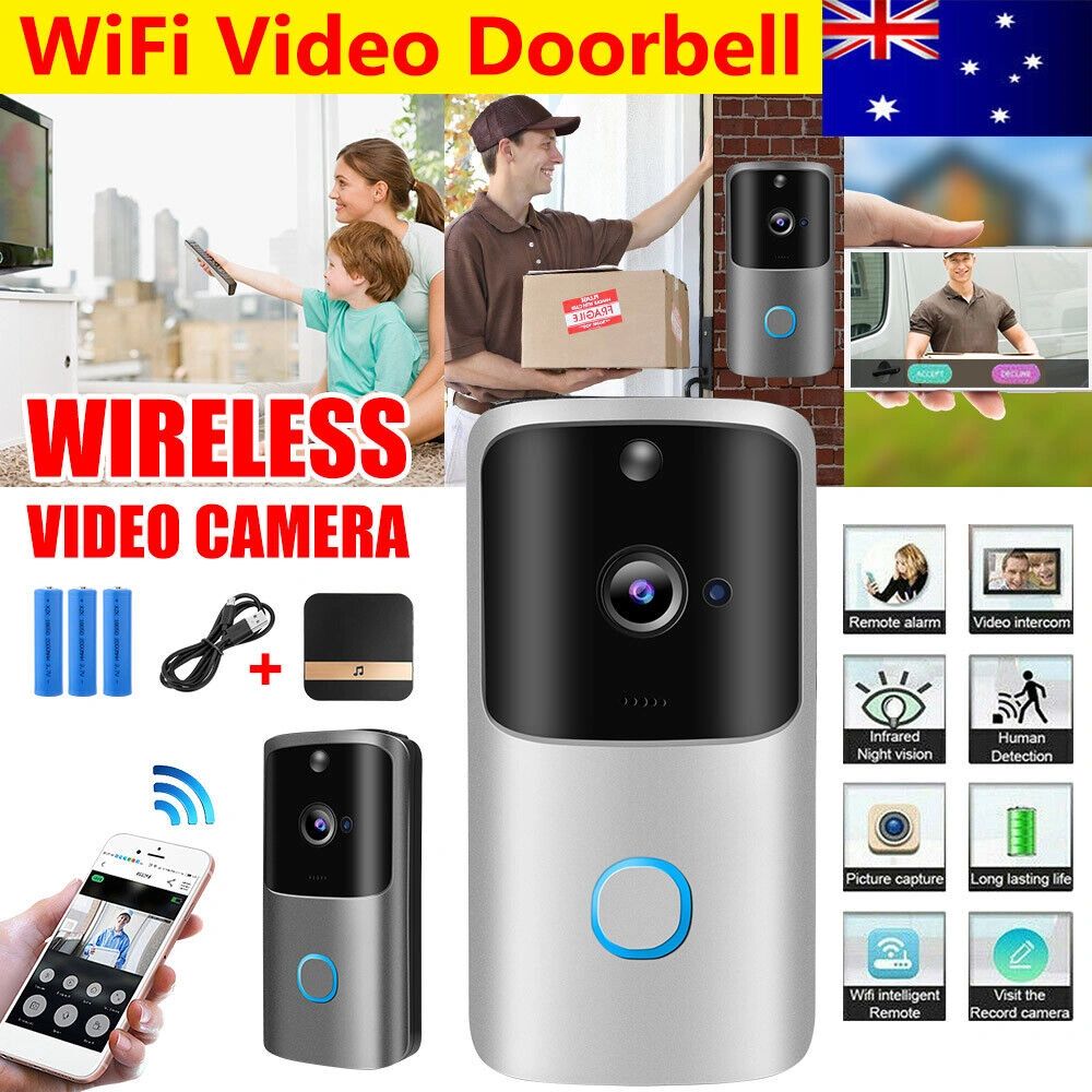 Indoor Chime + Wireless Smart DoorBell WiFi HD 1080p camera Video Door ...