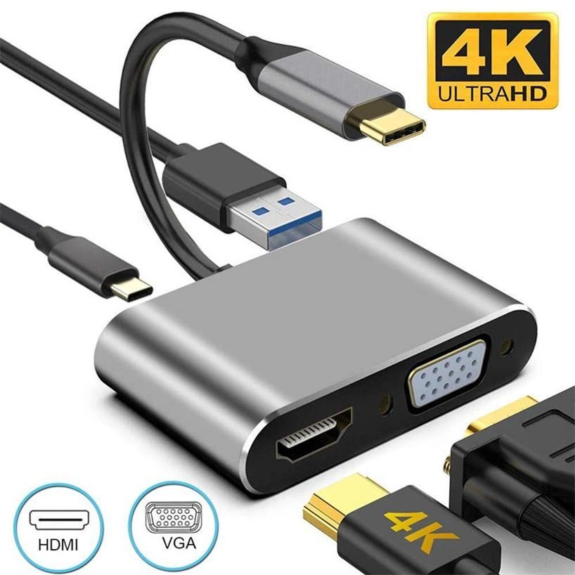 4 in 1 USB C HDMI Type c to 4K Adapter VGA USB3.0 Audio video Converter ...