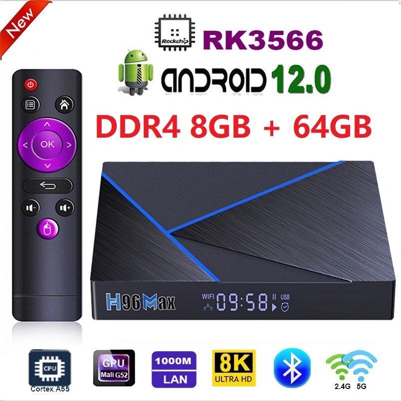 Latest Android 12 H96 Max V56 DDR4 8GB RAM + 64GB ROM TV Box Rockchip ...