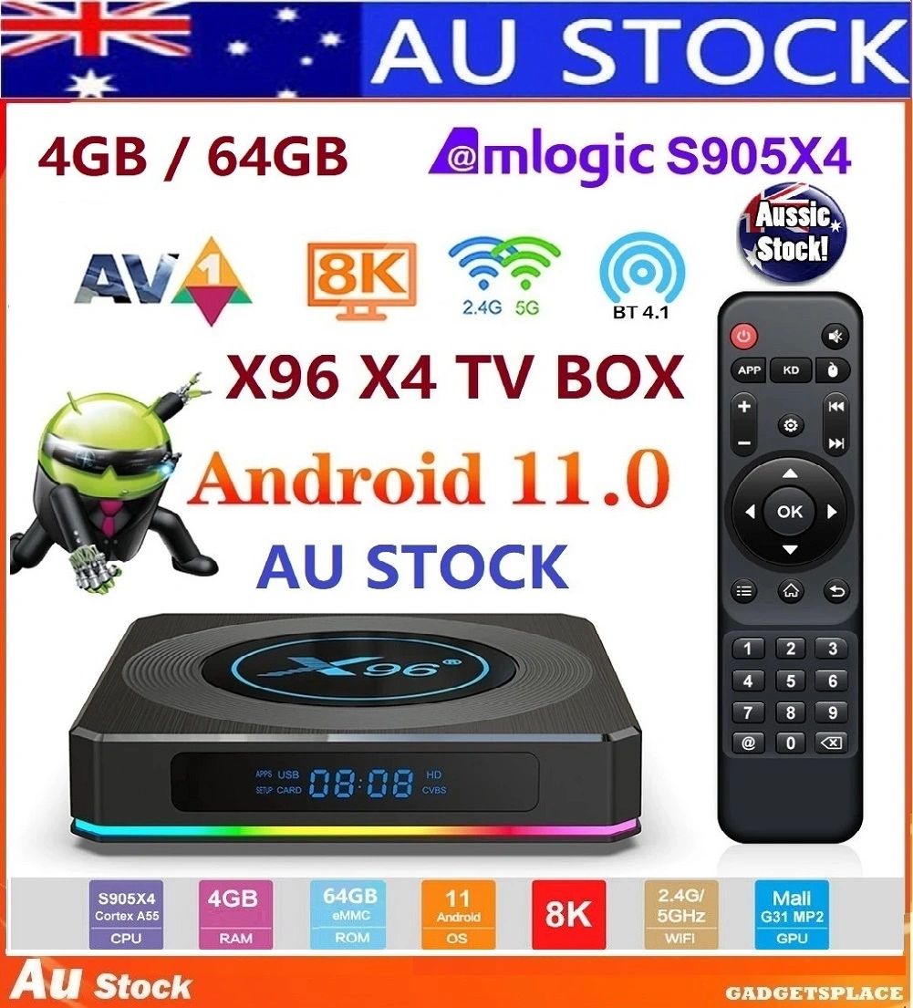 2021 Newest 4GB + 64GB X96 X4 Amlogic S905X4 Android 11 Dual Wifi 8K ...