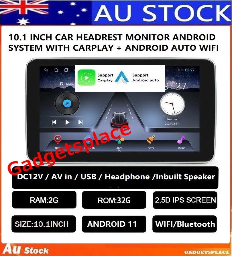 1pc Android system 10 inch Carplay android auto Car Rear Seat Headrest ...