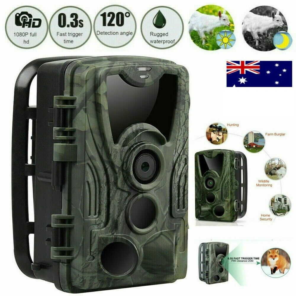 Trail Camera 16MP Full HD 1080P Game Wildlife Hunting Cam 120deg IR ...