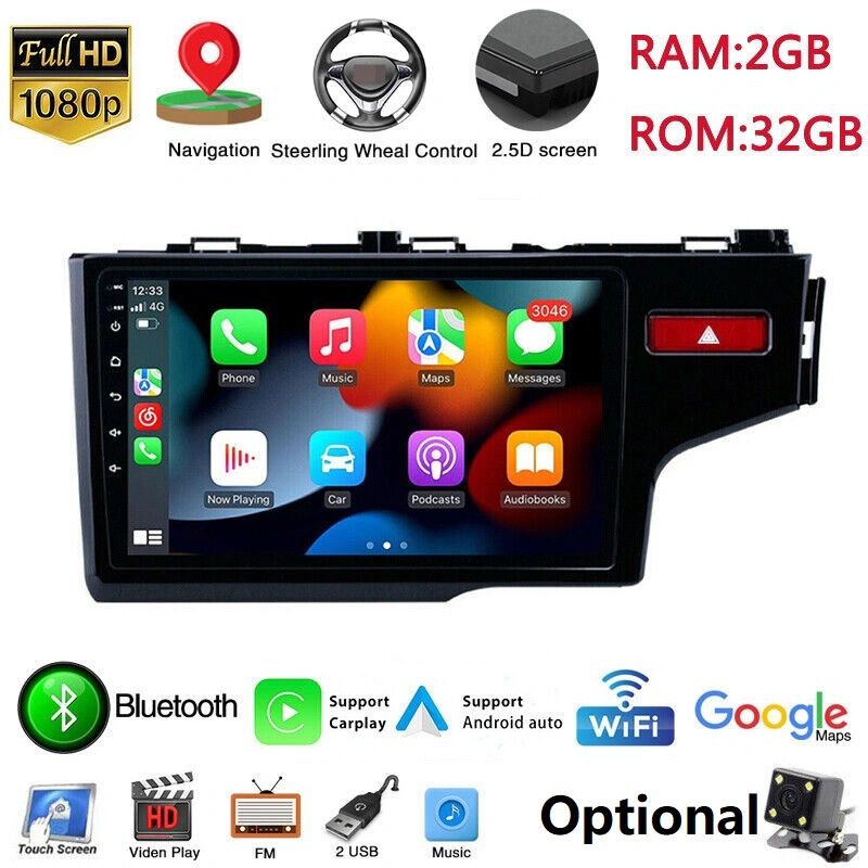 For Honda FIT JAZZ 2014 - 2018 Head Unit Android 13 CarPlay 2+32GB Car ...