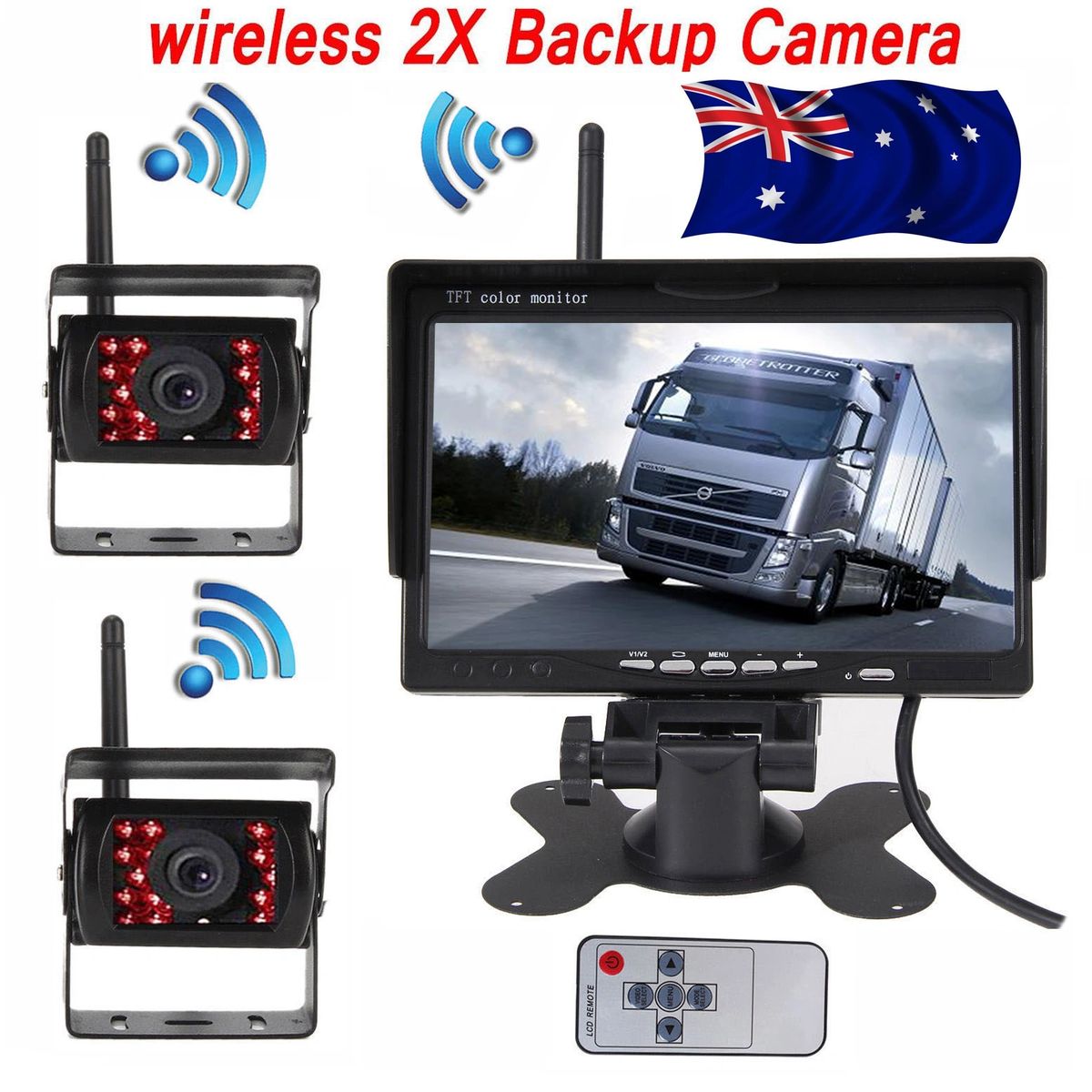 2x Wireless Reversing rear view backup Camera for Bus Truck Trailer Van ...