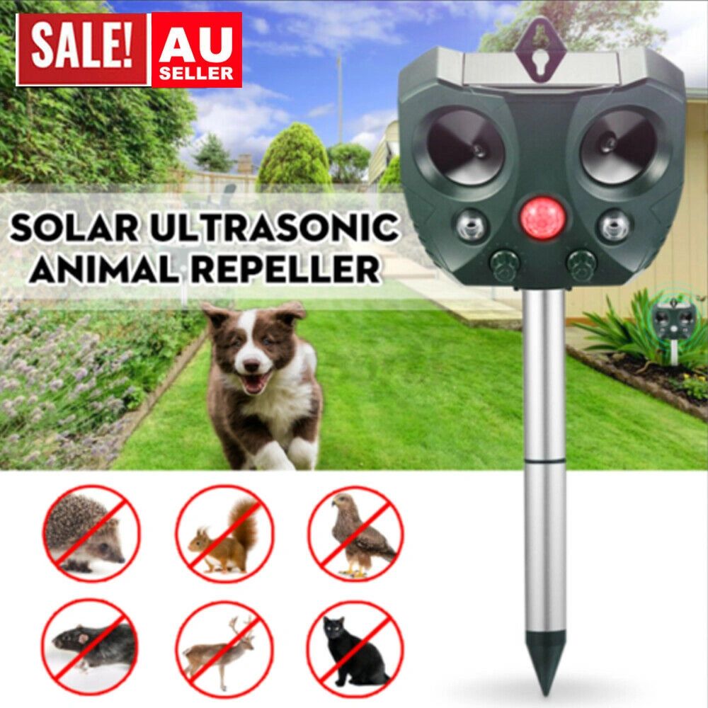 Animal Repellent Solar Power Ultrasonic Pest controller Repeller Motion ...