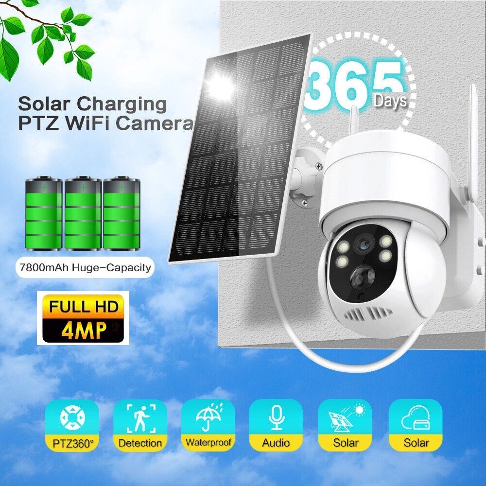 Solar Security Camera Outdoor IP Camera Two way Audio Full Color Night ...