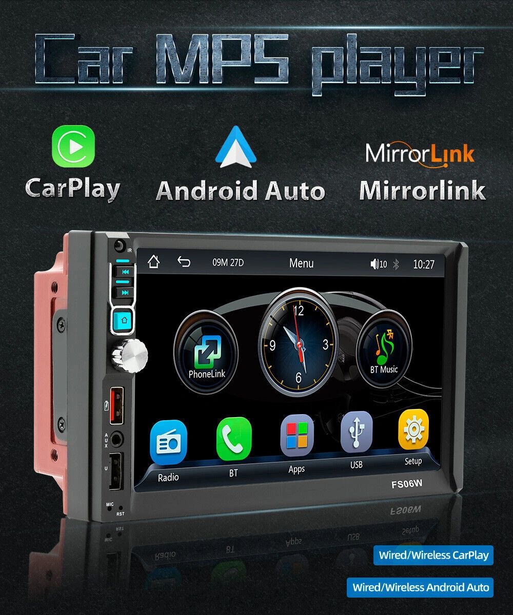 7 inch 2 DIN Car Radio CarPlay Wireless Android Auto headunit Bluetooth ...