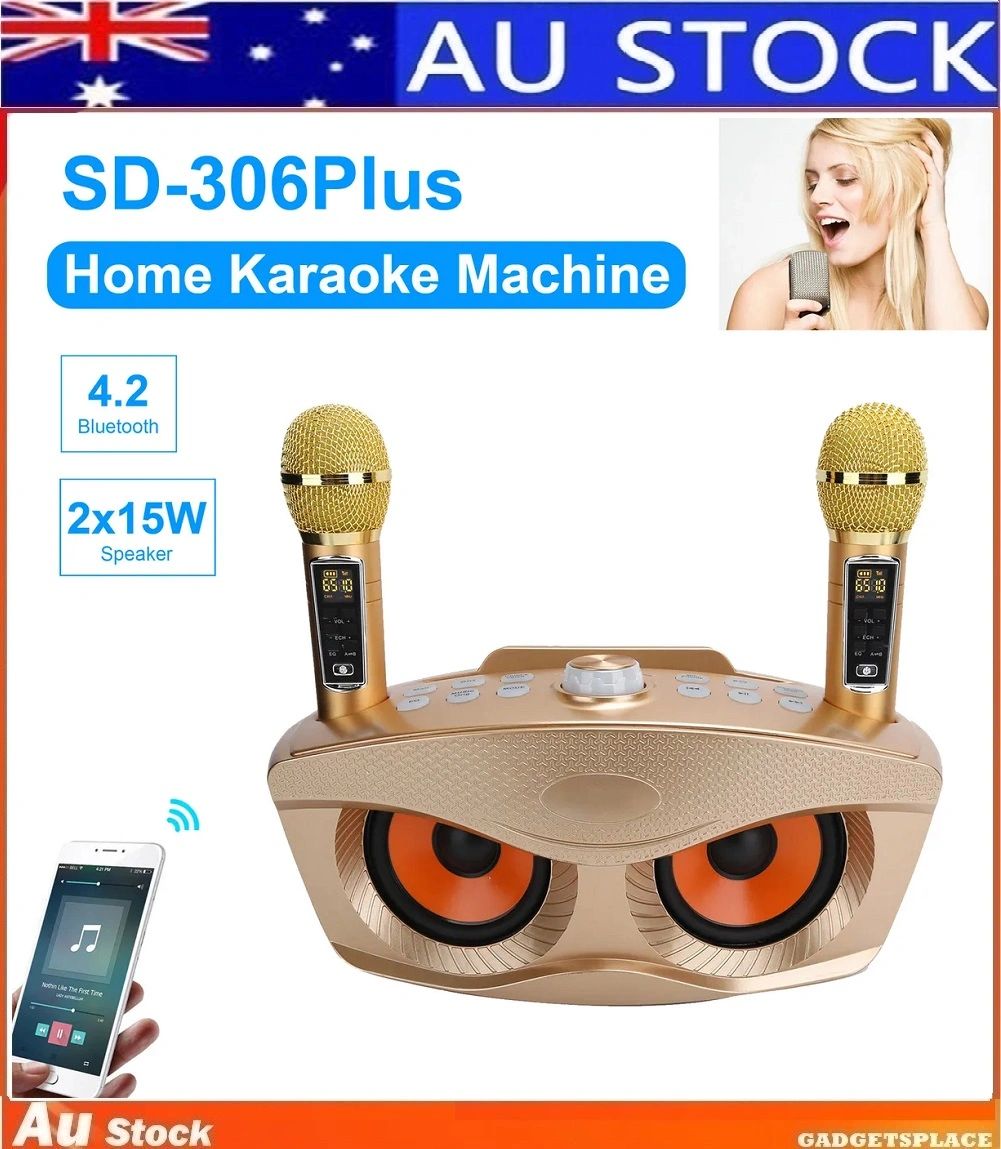 With 2 Wireless Microphone Karaoke Machine SDRD-306 Plus Portable ...