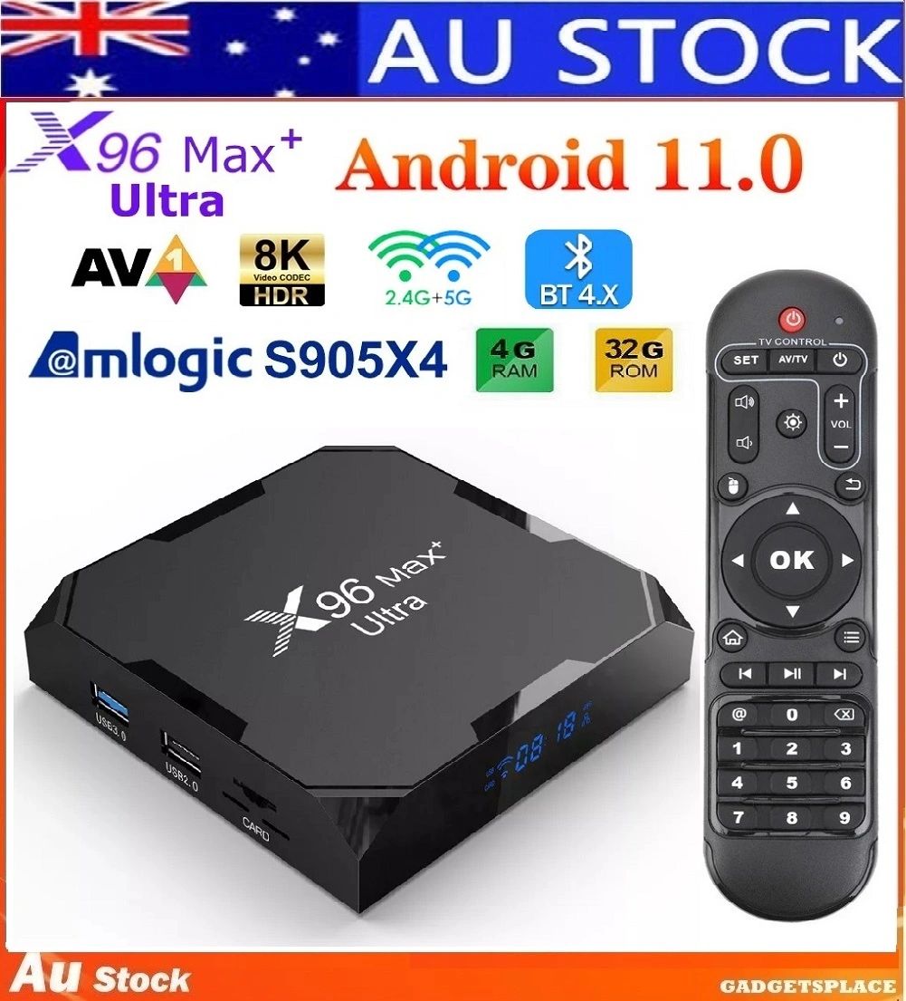 X96 Max Plus Ultra TV Box Android 11 AV1 S905X4 8K Wifi BT 4GB 64GB ...