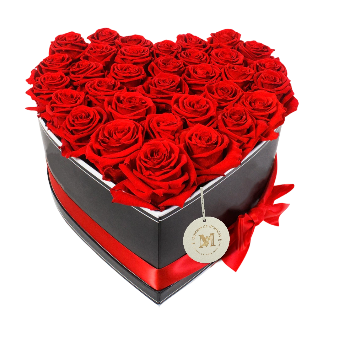 ROYAL RED ROSE HEART BOX - 18 ETERNAL ROSES - Everlasting Artificial ...
