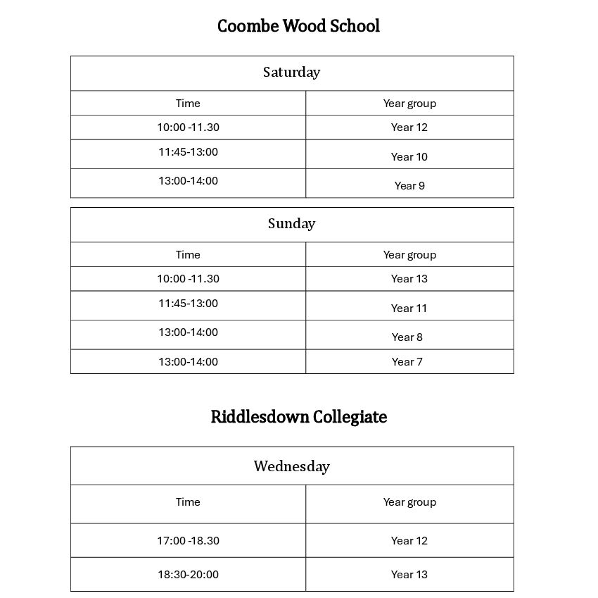 Timetable | Croydon Maths Tuition Centre