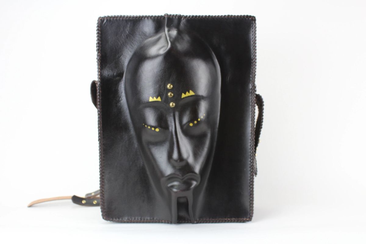 Handmade Brown Leather African Warrior Backpack