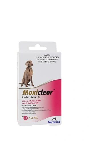 MOXICLEAR For Dogs Over 25kg - 3 Pipette Pack (Treatment and prevention ...