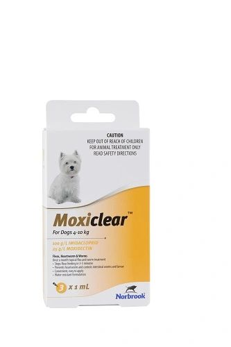 MOXICLEAR For Dogs 4-10kg - 3 Pipette Pack (Treatment and prevention of ...