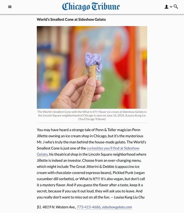 Sideshow Gelato - Ice Cream & Family Shows with Magic & More