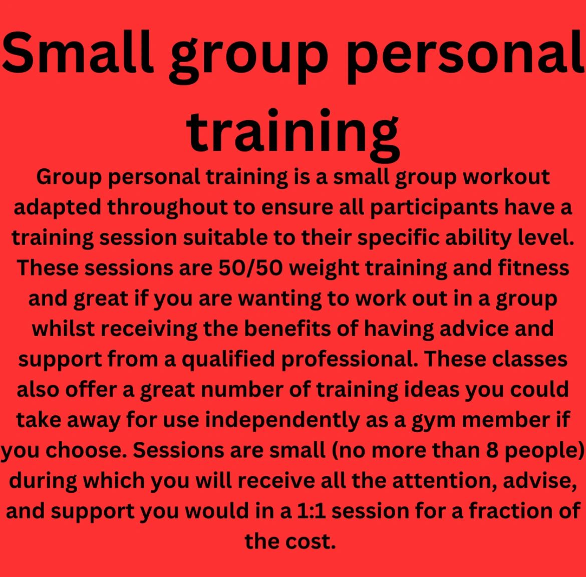 60 Minute Small Group PT session