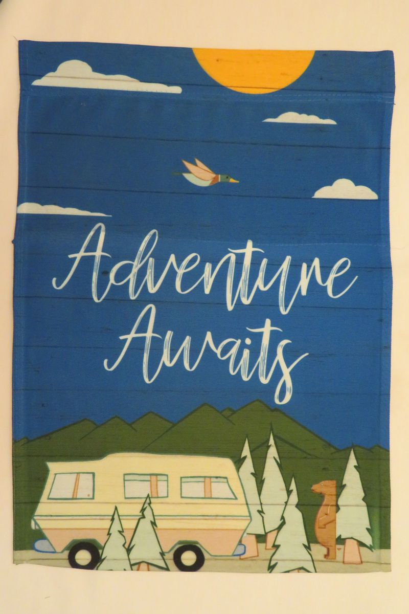 "Adventure Awaits" Camper in the Woods, vehicle, Camping, Travel ...