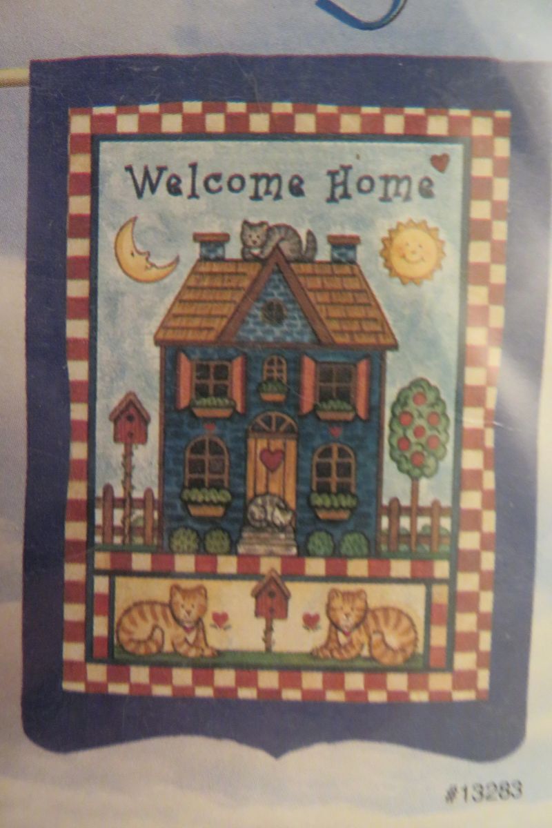 "Welcome Home" Gray & Gold Tabby Cats / Kittens Curled up at Home HOUSE ...