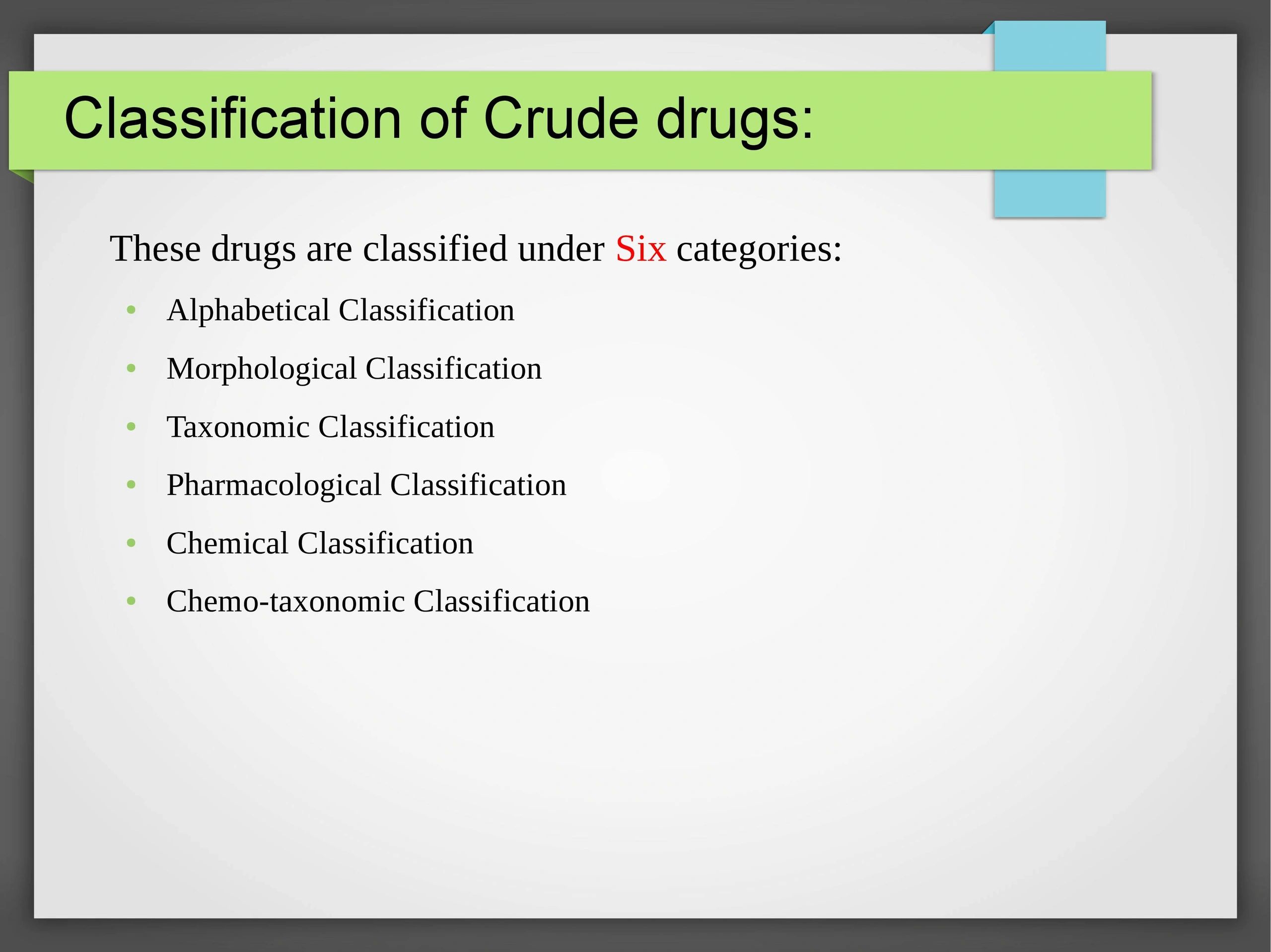 Part 1. Classification Of Drugs.