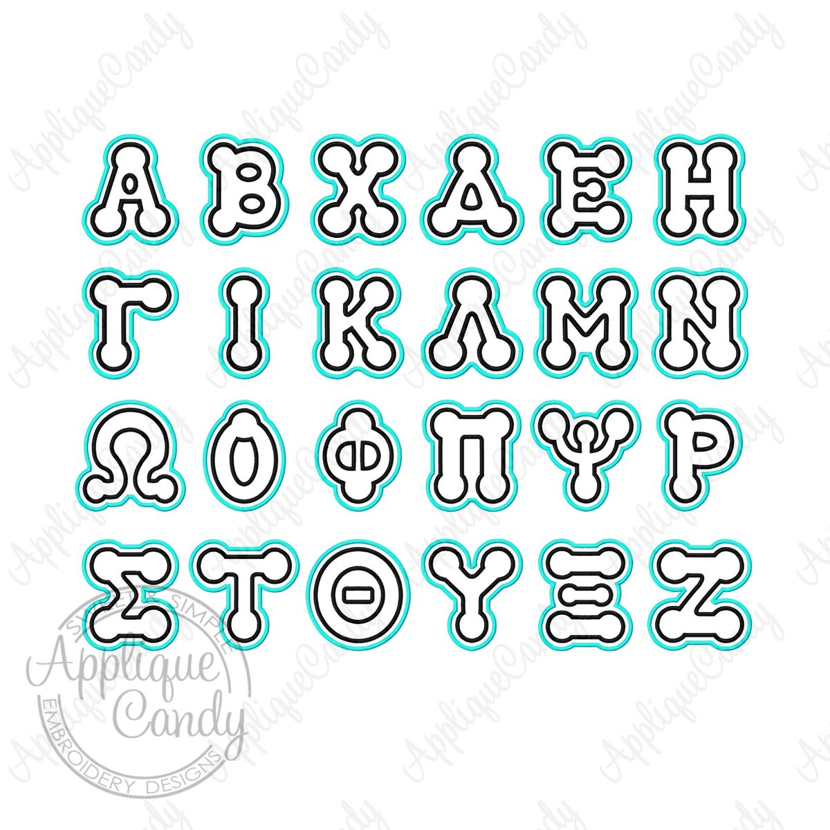 Greek Bubble Applique Alphabet