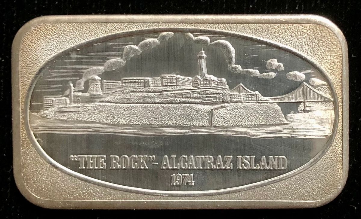 ALCATRAZ ISLAND THE ROCK USSC-163 1 Troy oz 999 Silver Bar Collectable ...