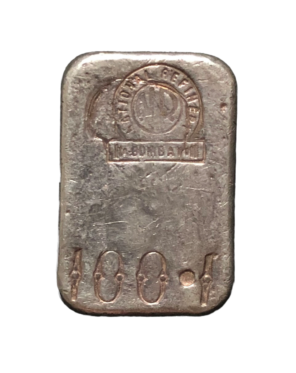National Refinery Bombay India 100.1 Gram Old Pour Ingot 999 Silver Bar ...
