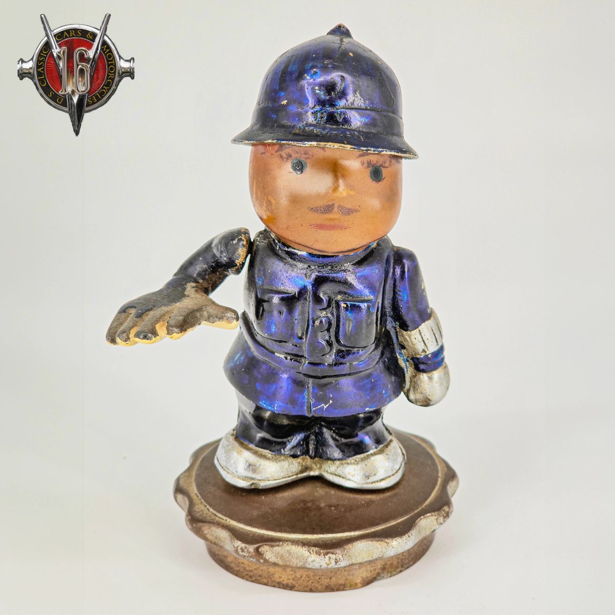 Vintage British Bobby with Light and Moveable Hands Radiator Cap Mascot ...