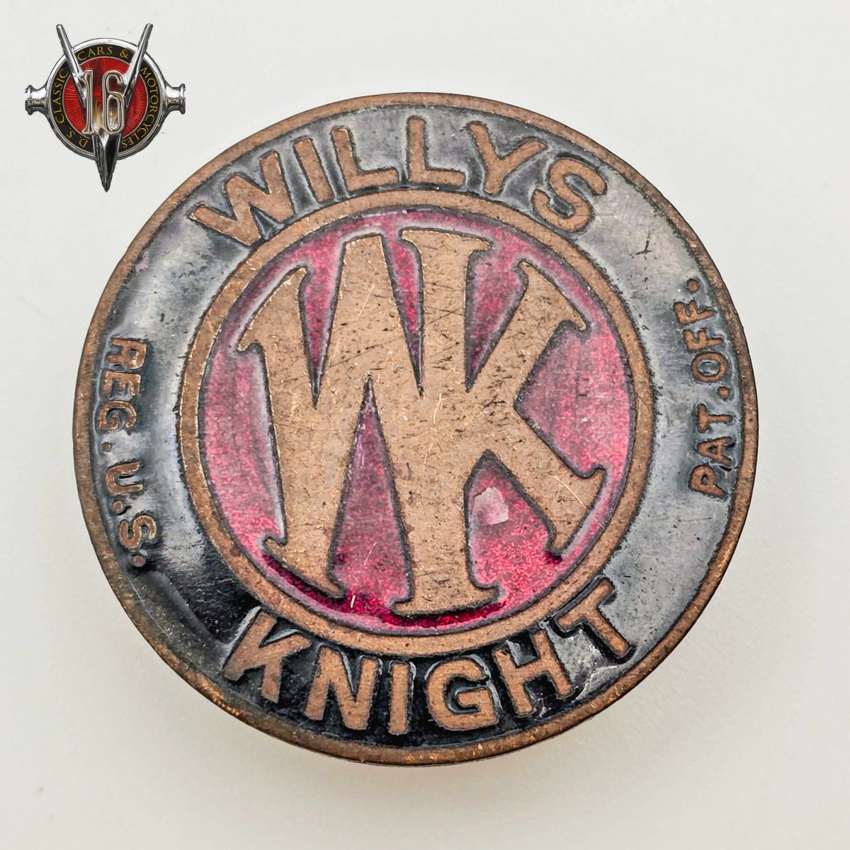 Vintage Willys-Knight Cloisonne Radiator Badge Emblem