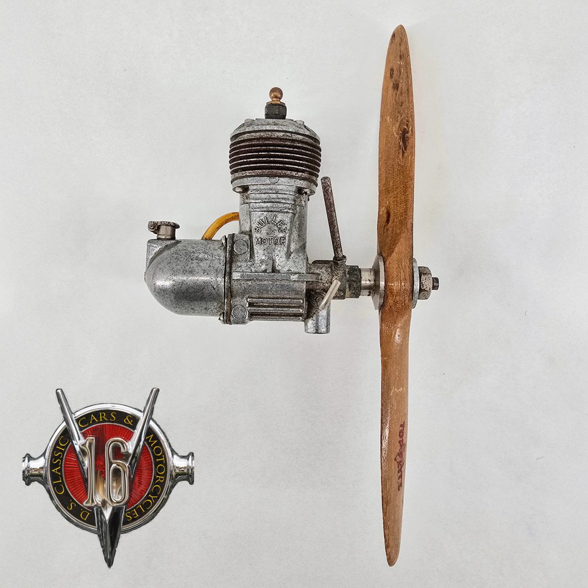 Vintage Bullet Motor Model 100 Airplane Engine with Top Flite Propeller