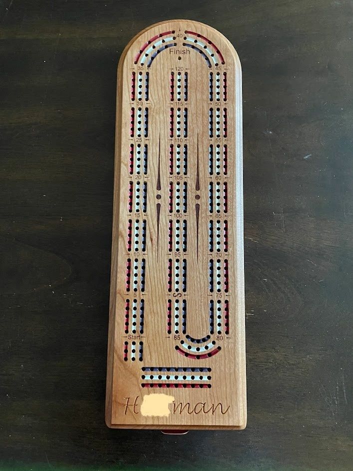 Simple 3 Track single Cribbage Board