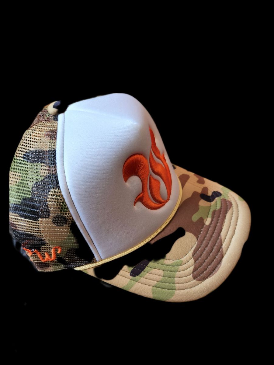 WF Logo Stitched Trucker Hat (Army/Orange/White
