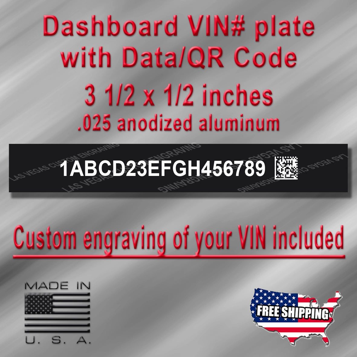 Dashboard / Windshield VIN PLATE with DATA/QR CODE Vehicle ...