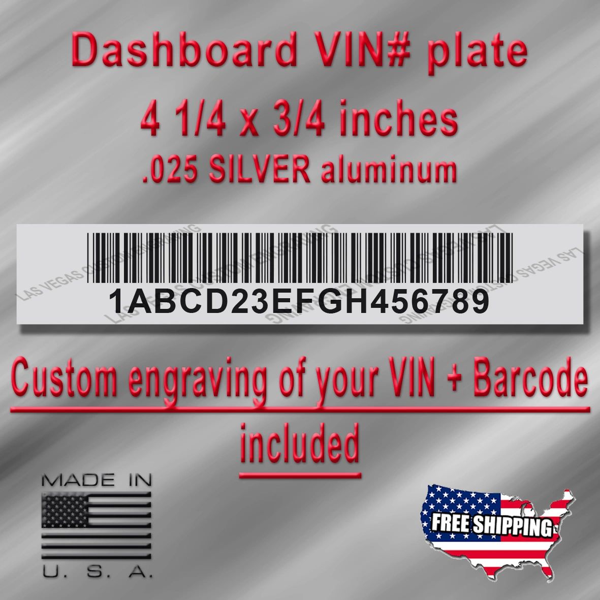 Dashboard / Windshield VIN PLATE SILVER With Barcode Vehicle ...