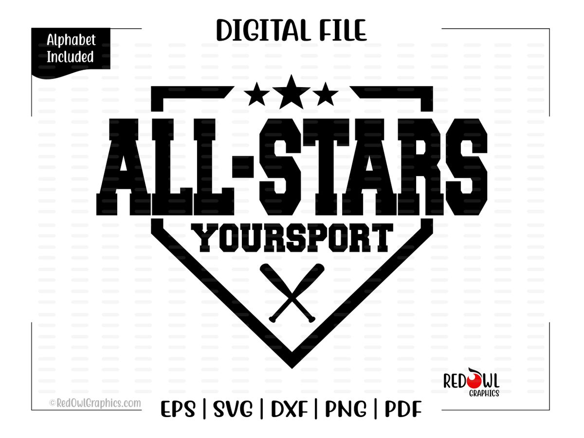 All-Stars svg, All-Star, All Stars, Baseball, Softball, svg, dxf, eps ...