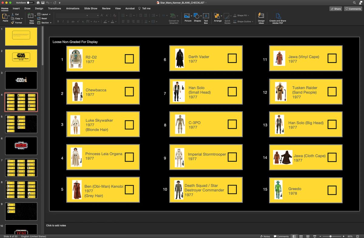 Digital Collector Checklists