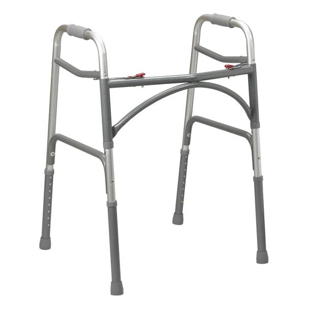 Folding Walker, Two Button with 5″ Wheels