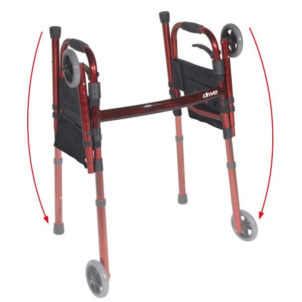 Deluxe Folding Travel Walker with 5″ Wheels