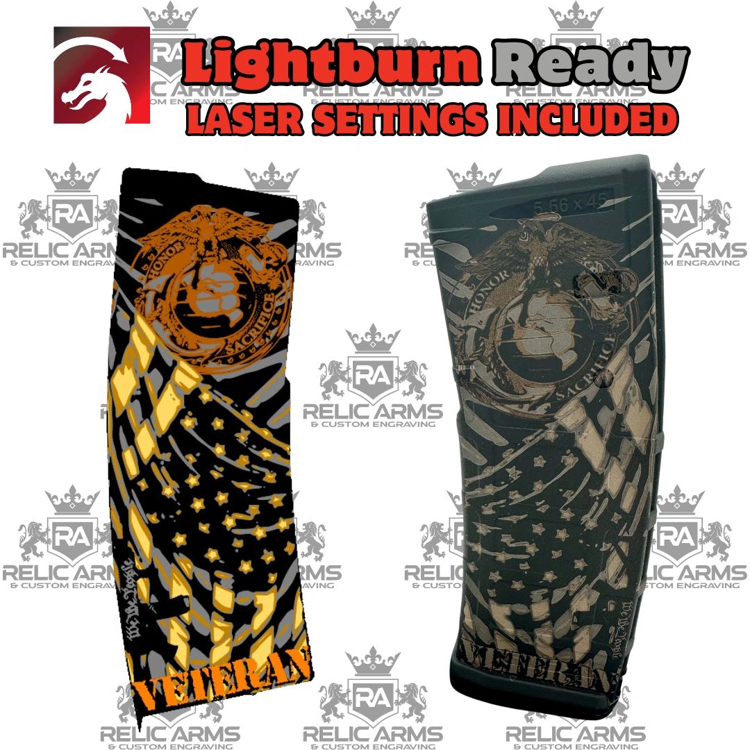 USMC Veterans Multi Color PMAG DESIGN- Lightburn Project File for Laser ...