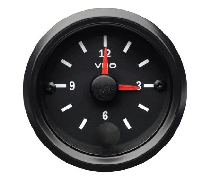 370.001 VDO Cockpit Vision Clock 52mm 12 volt Black Through Dial Black ...