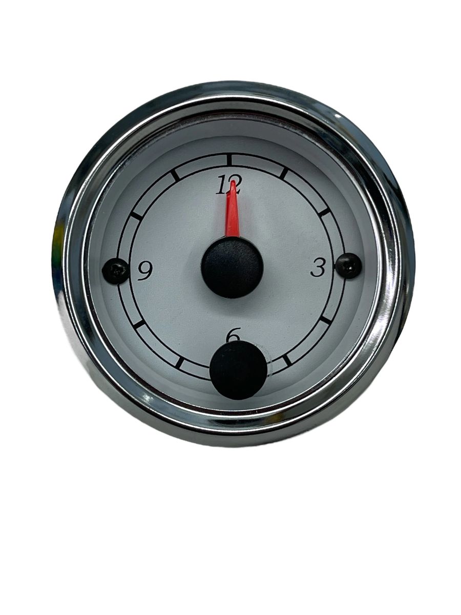 Heritage White Clock 52mm 12 volt Chrome Bezel