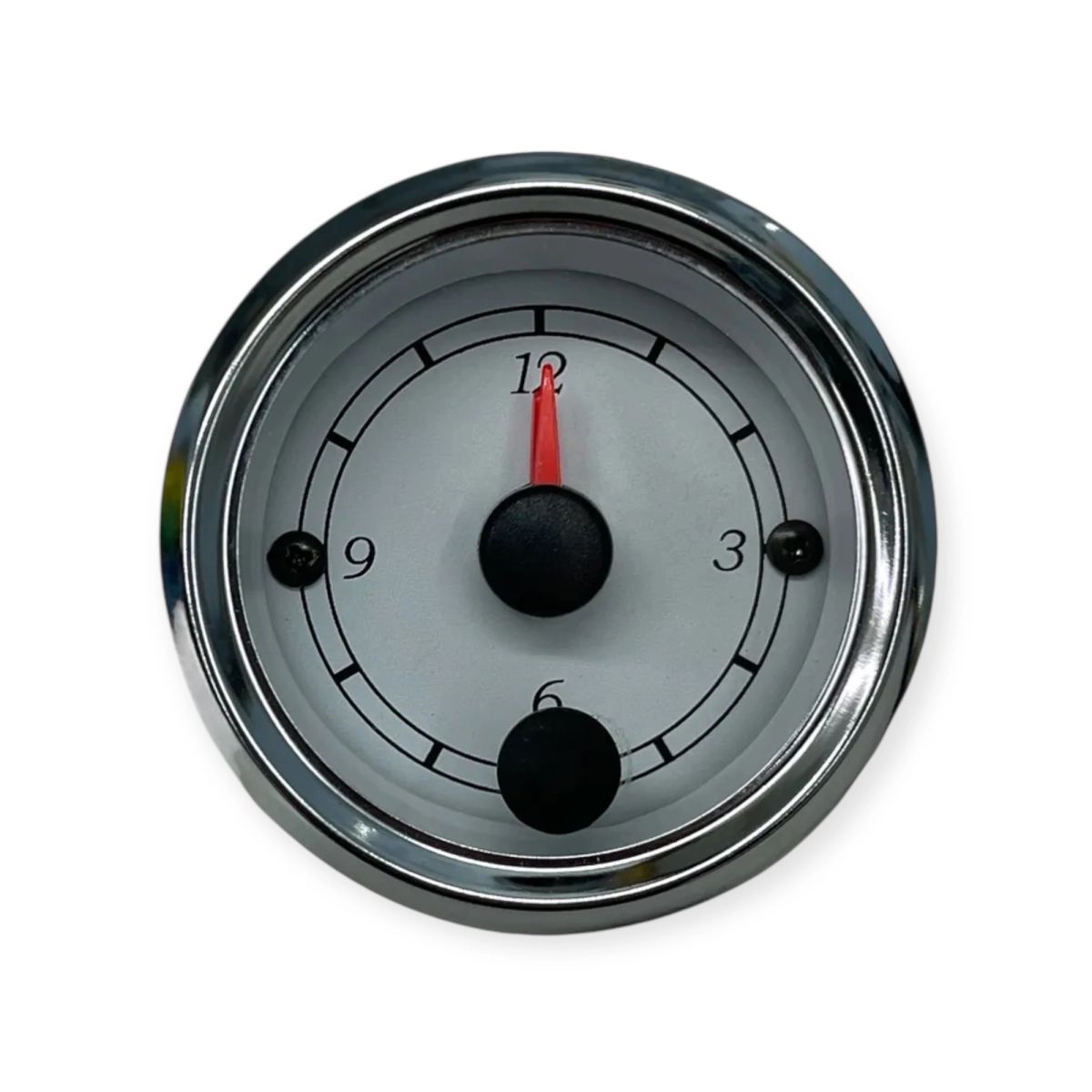 Heritage White Clock 52mm 12 volt Chrome Bezel