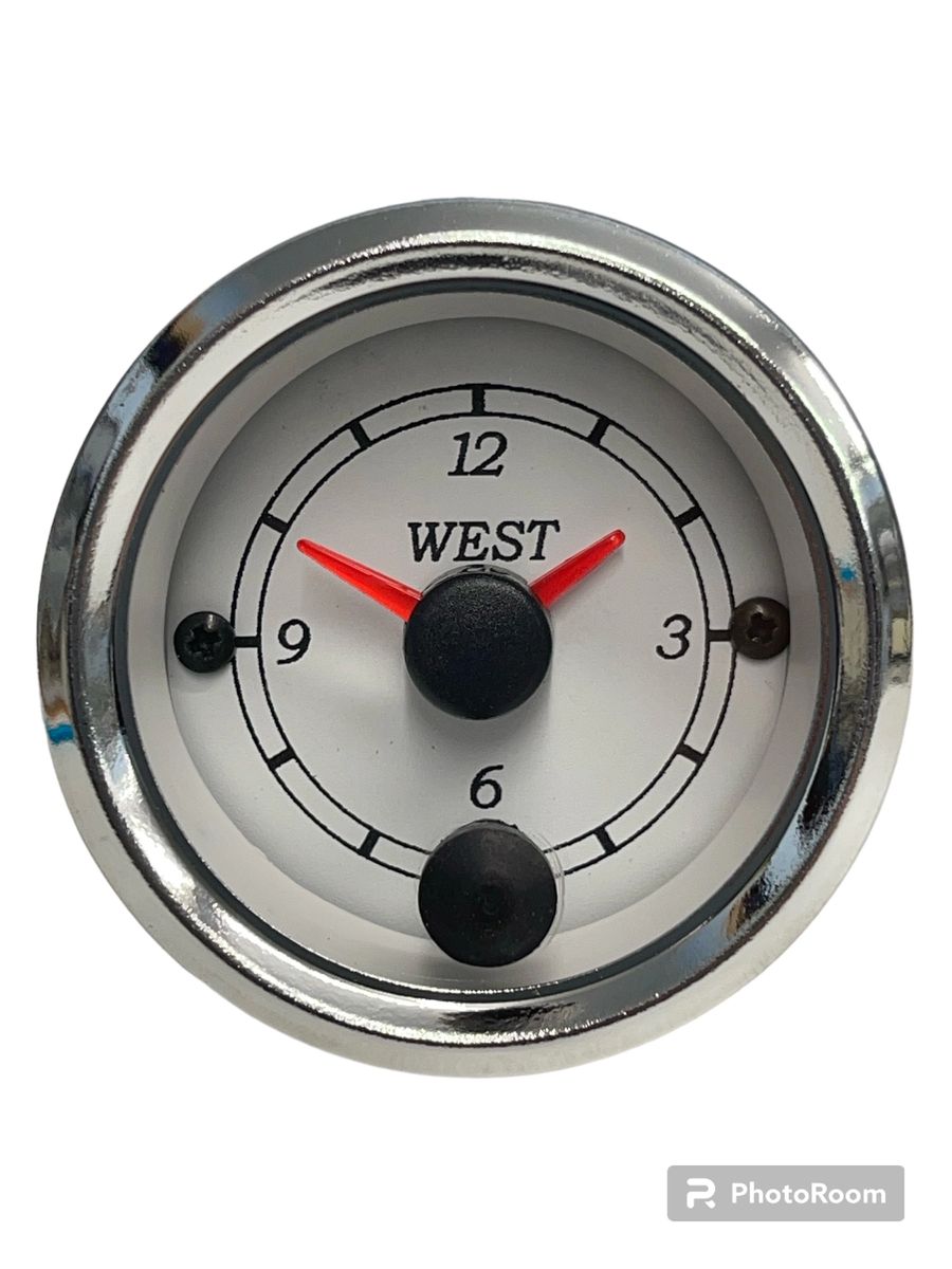 Heritage White Clock 52mm 12 volt Gold Bezel