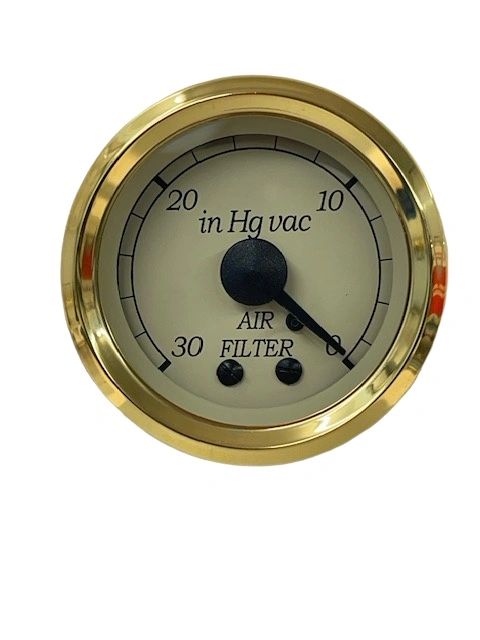 Heritage Gold Air Filter Mechanical Full Sweep 0-30Hg 52mm 12 volt Gold ...
