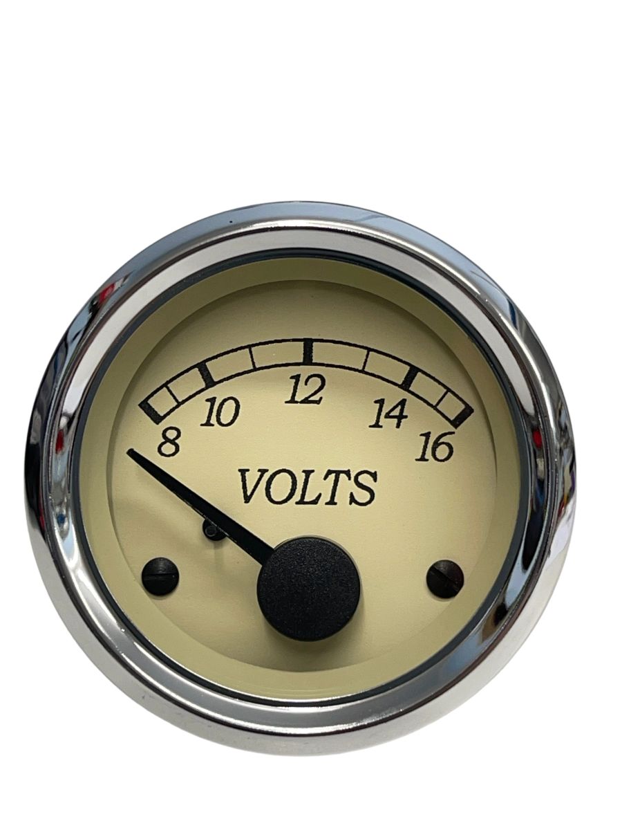 Heritage Gold VOLTS Voltmeter Electric Short Sweep 8-16 volt 52mm 12 ...