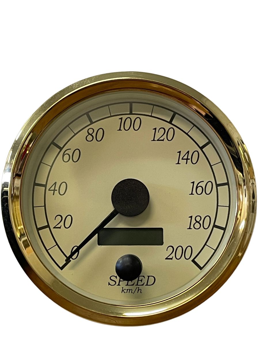 Heritage Gold SPEED Speedometer Electric 0-200 km/h 100 mm 12/24 volt ...