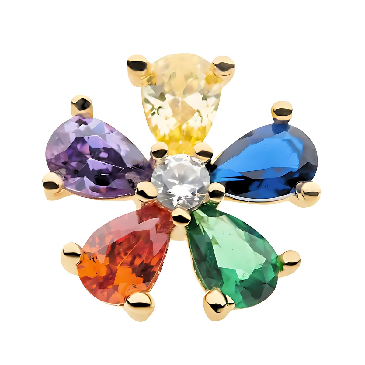 14K Gold "Rainbow Flower" Threadless Top