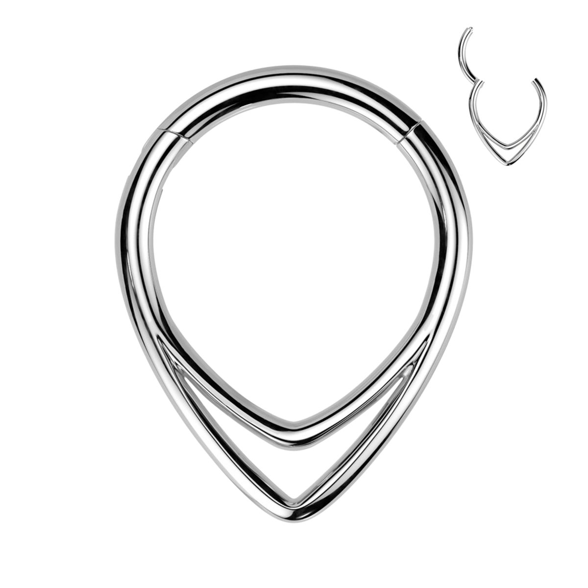 16G Titanium Hinged Hoop w/ Double Chevron