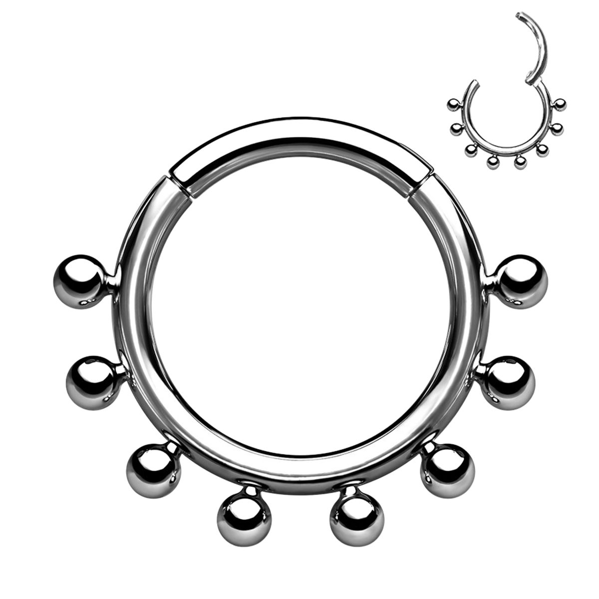 16G Titanium Hinged Hoop w/ Sphere Lined Edge
