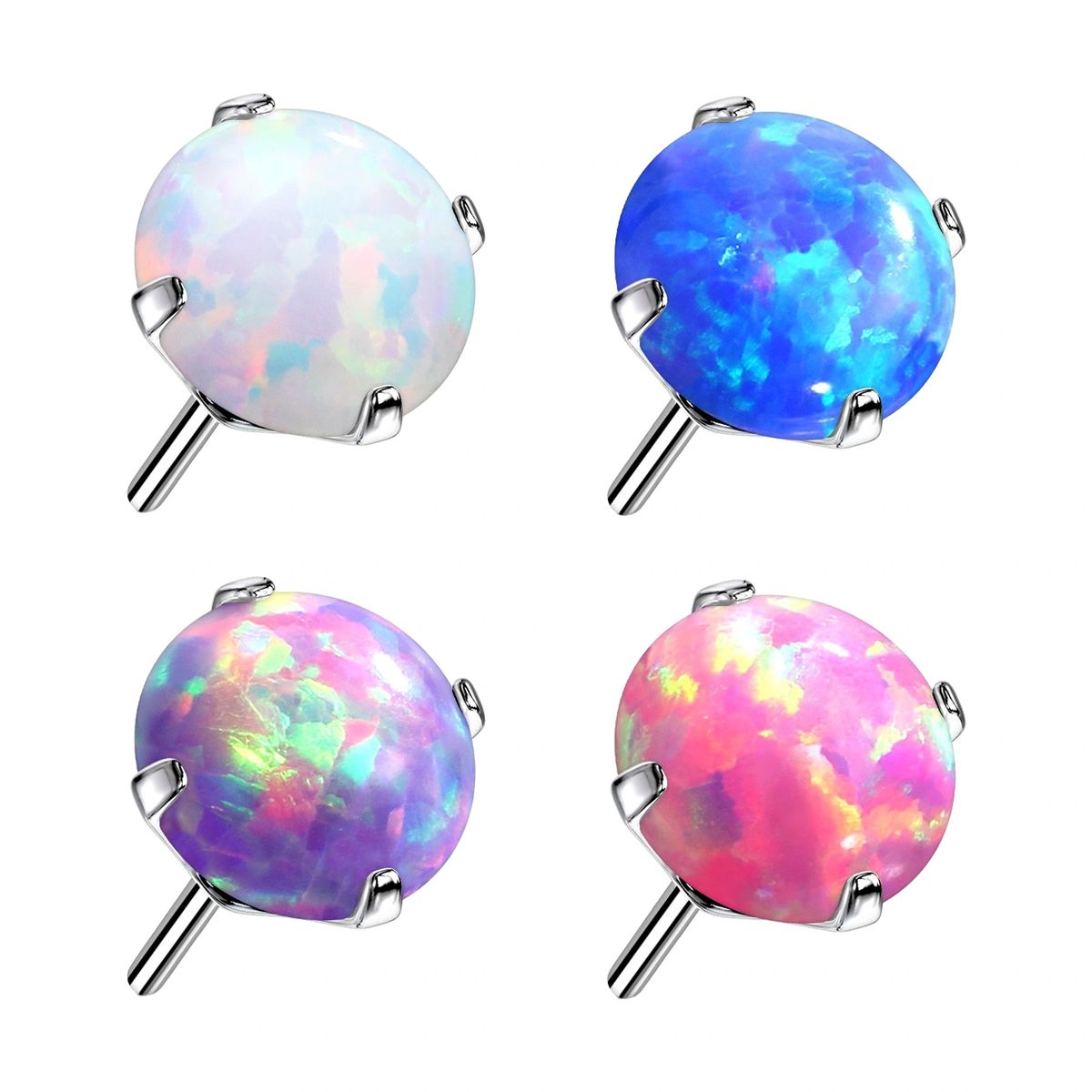 Titanium Threadless Opal Prong Top